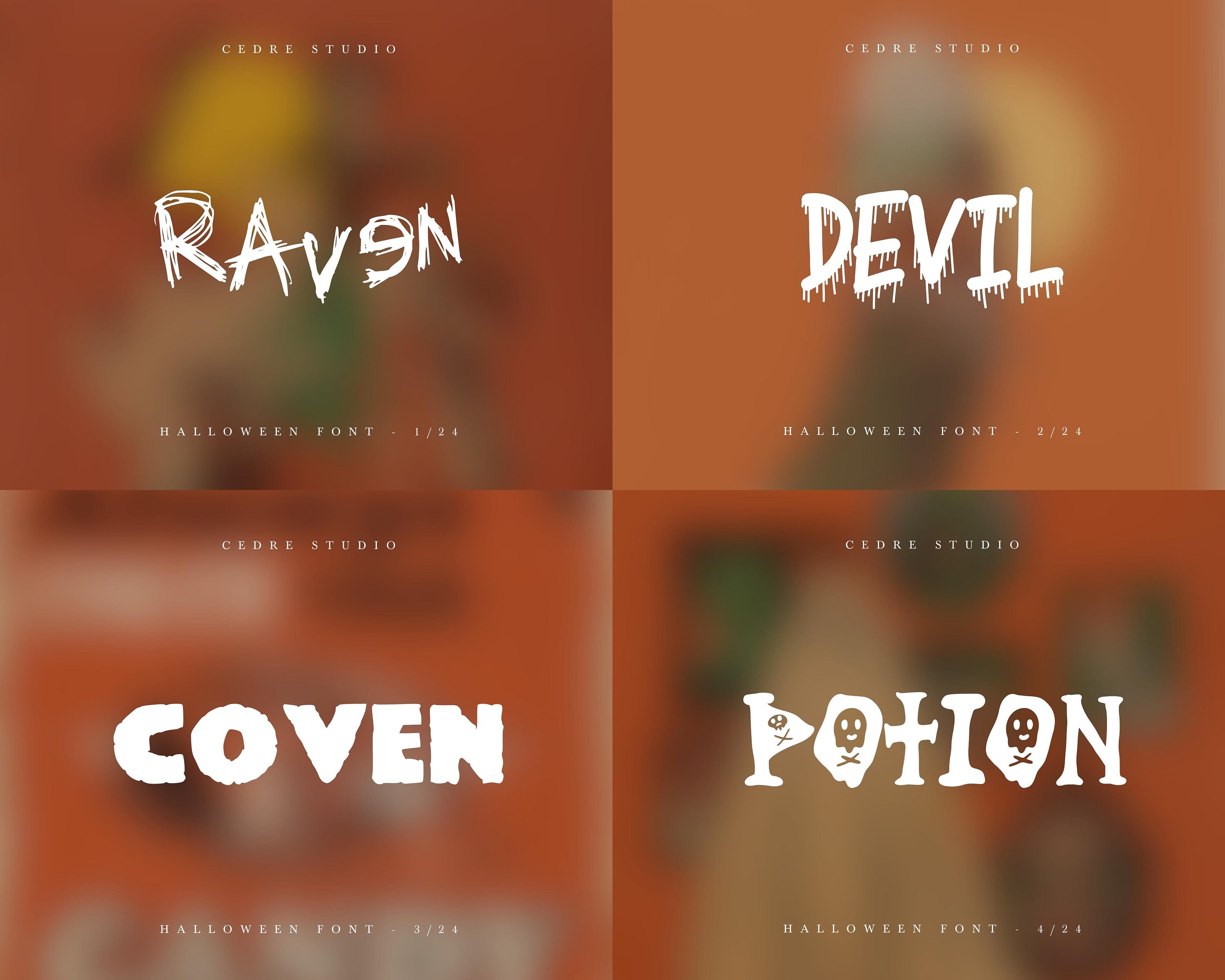 Halloween Font Bundle 1, Spooky Halloween Font OTF, Scary Halloween ...
