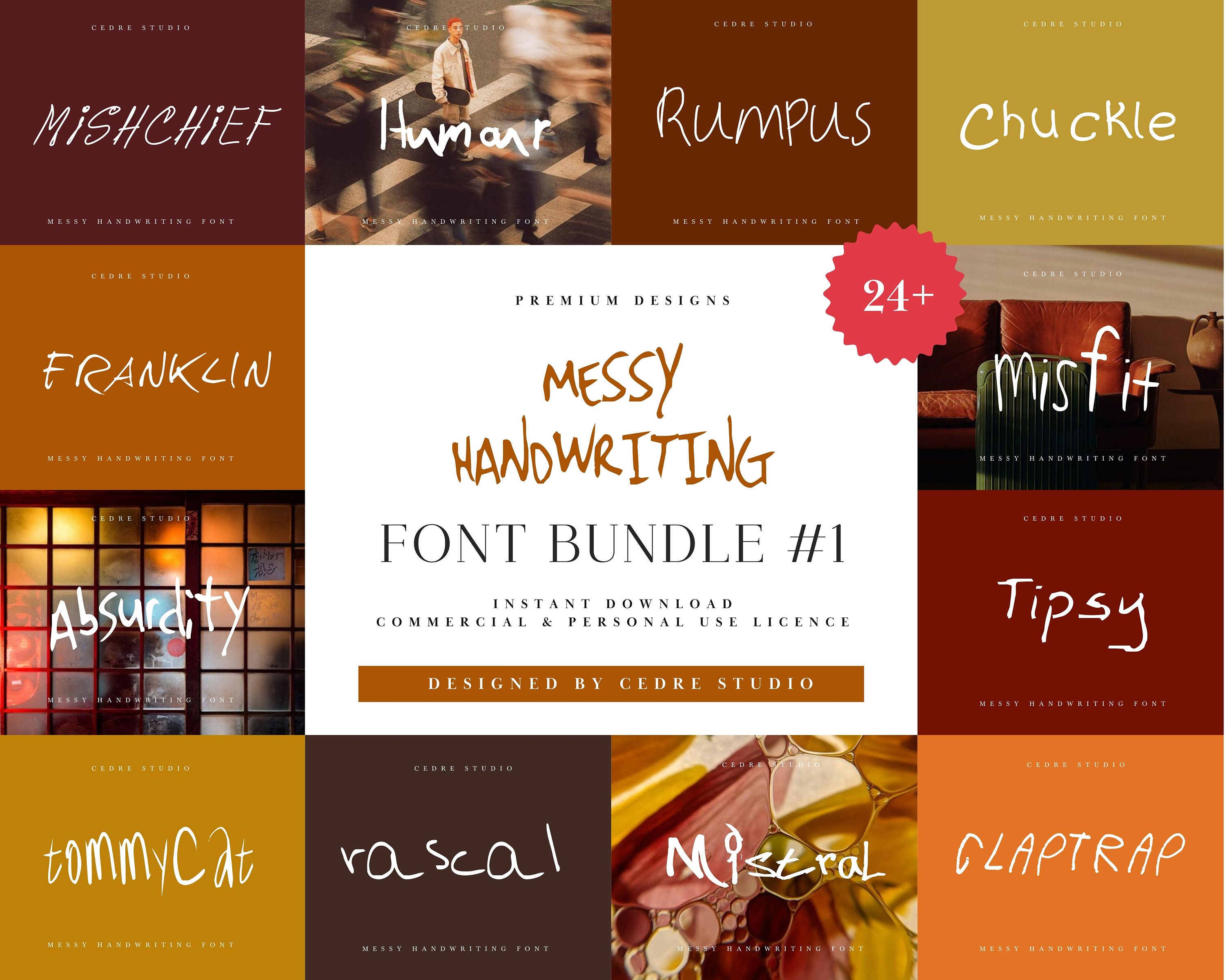 Messy Handwriting Fonts Bundle 1, Messy Handwriting Font OTF, Organic ...