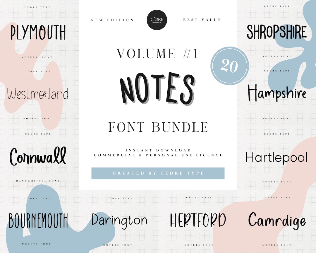 Handwritten Notes Font Bundle, Neat Notes Fonts OTF, Note Taking Fonts ...
