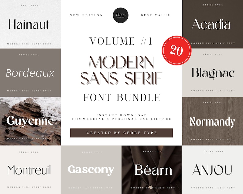 Modern Sans Serif Fonts Bundle 1, Elegant Sans Serif Font OTF ...
