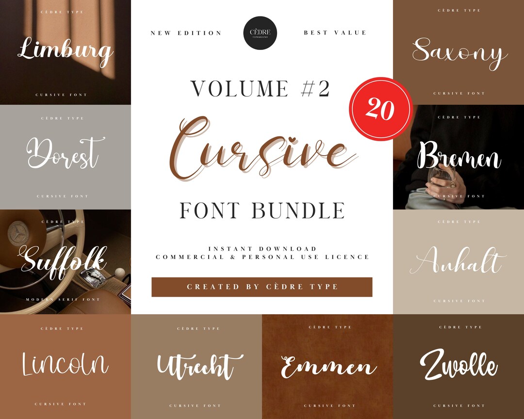 Cursive Fonts Bundle 2, Fun Cursive Font OTF, Baby Show Fonts, Swirly ...