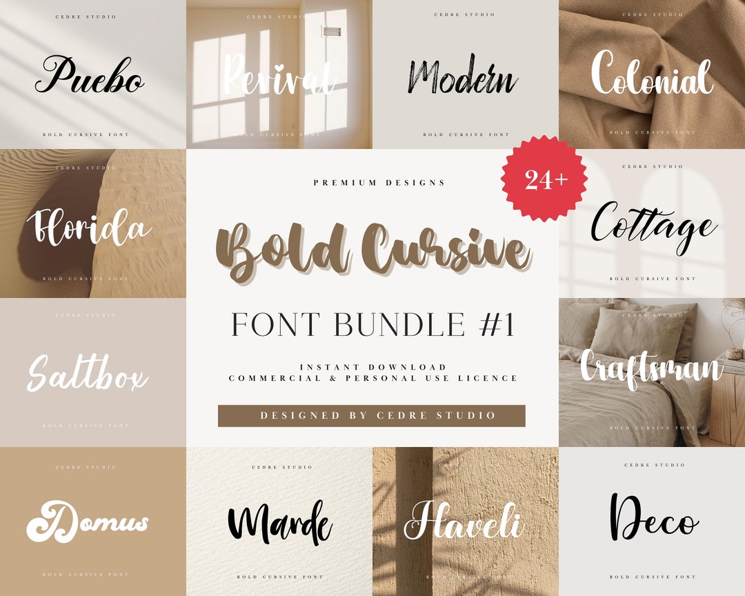 Bold Cursive Fonts Bundle 1, Bold Cursive Font OTF, Signature Font ...