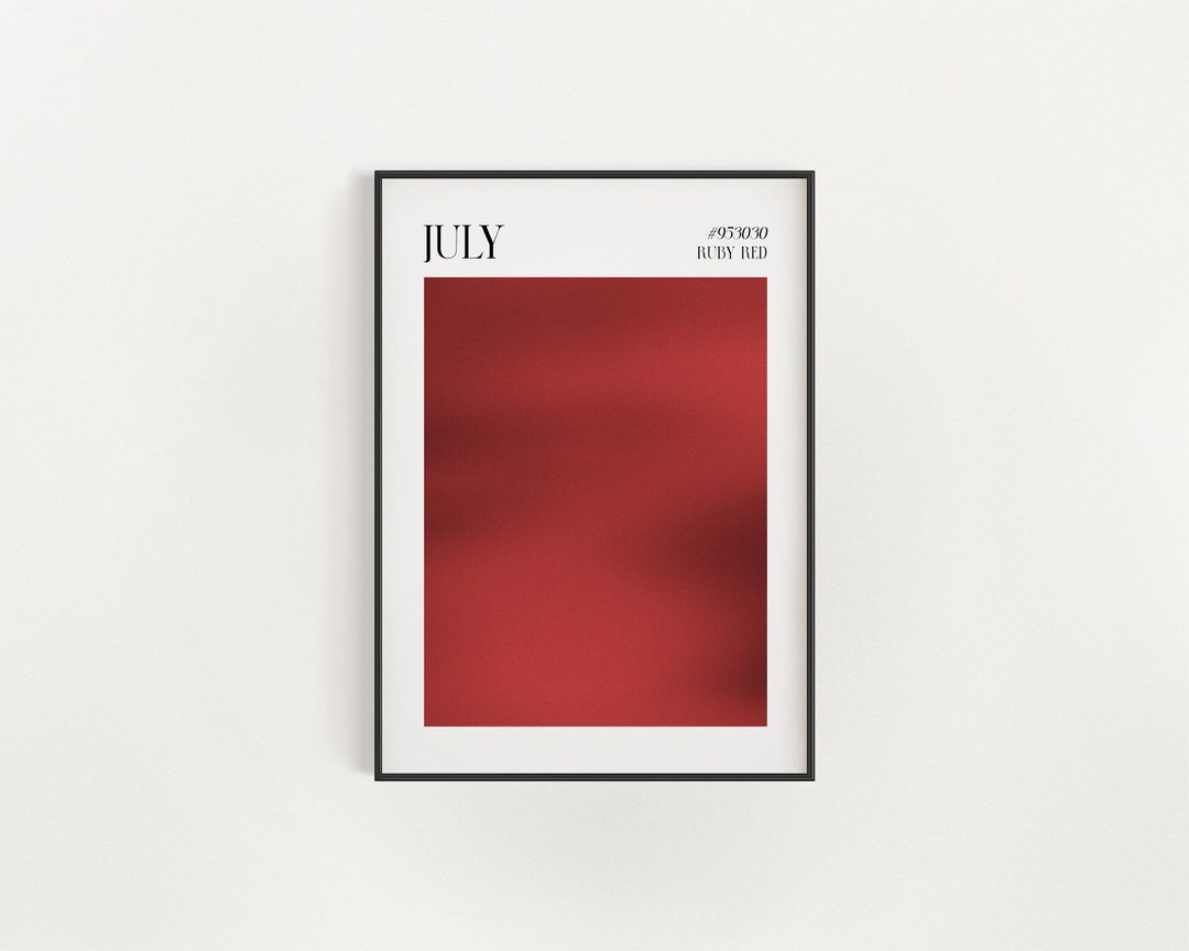 July Birth Month Color Print, Red Aura Color Poster, Minimalist ...