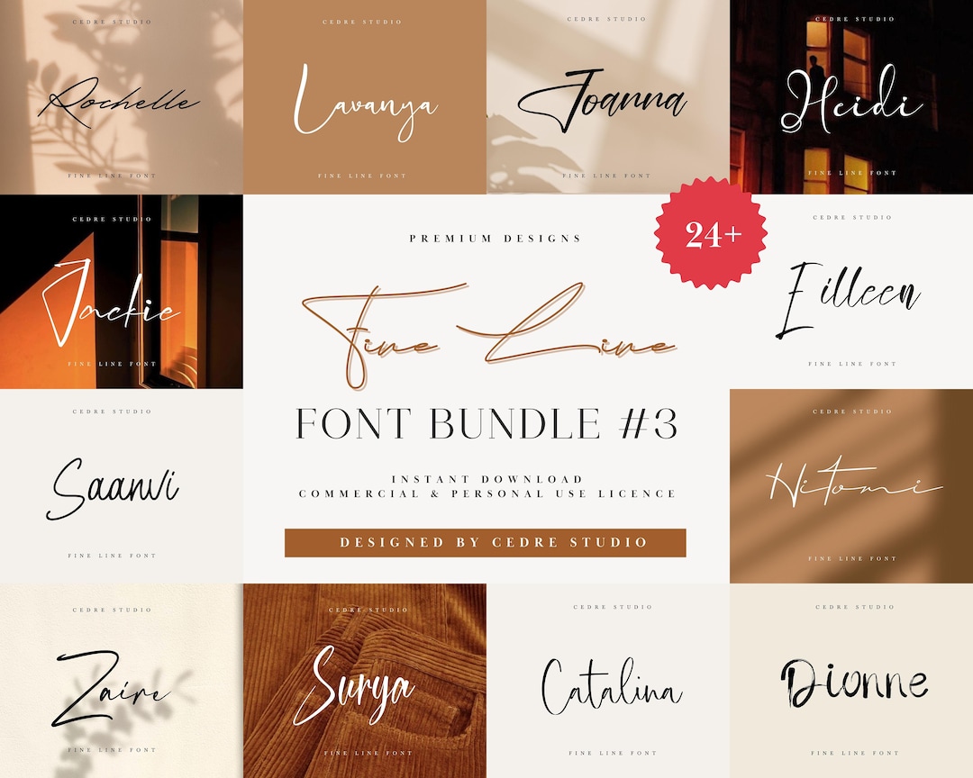 Fine Line Fonts Bundle 3 Elegant Fine Line Font OTF - Etsy