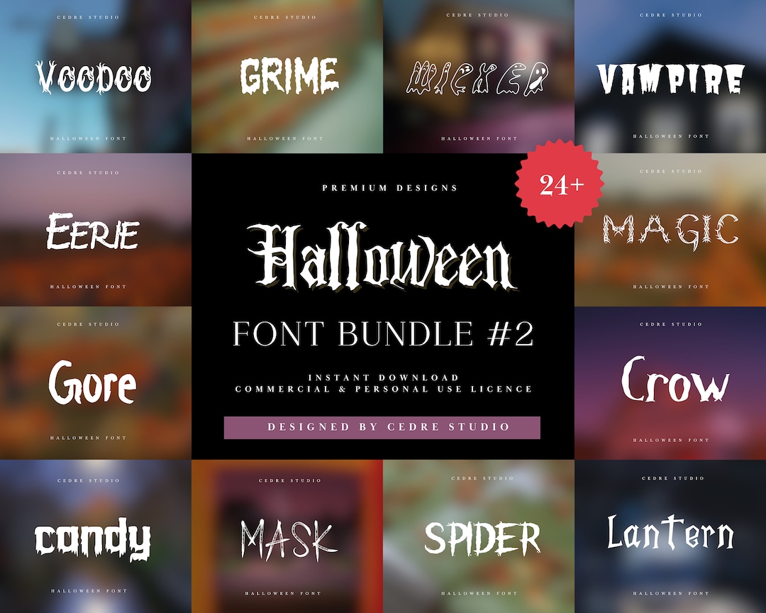 Halloween Font Bundle 2, Scary Halloween Font OTF, Font for Circuit ...