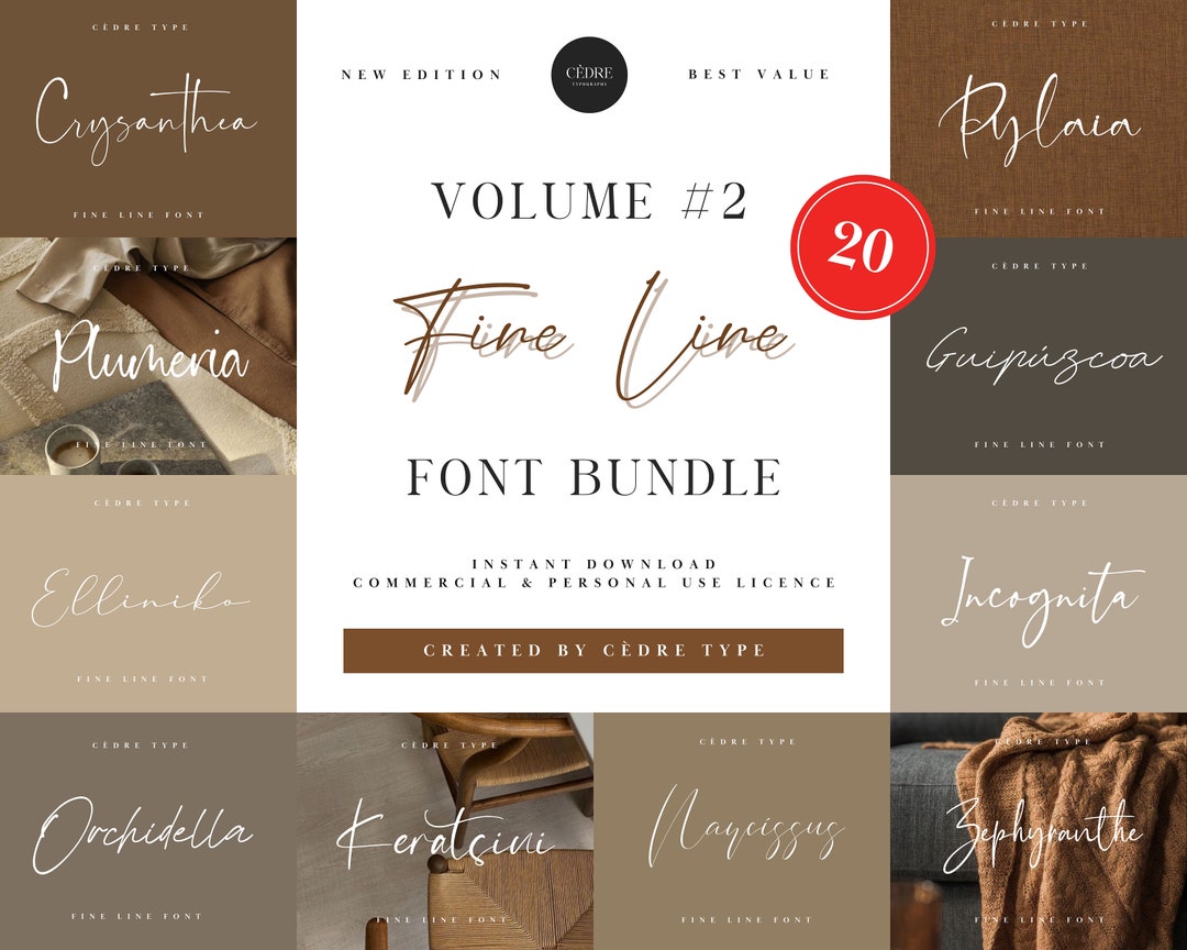 Fine Line Fonts Bundle 2, Calligraphy Fine Line Font OTF, Baby Show ...