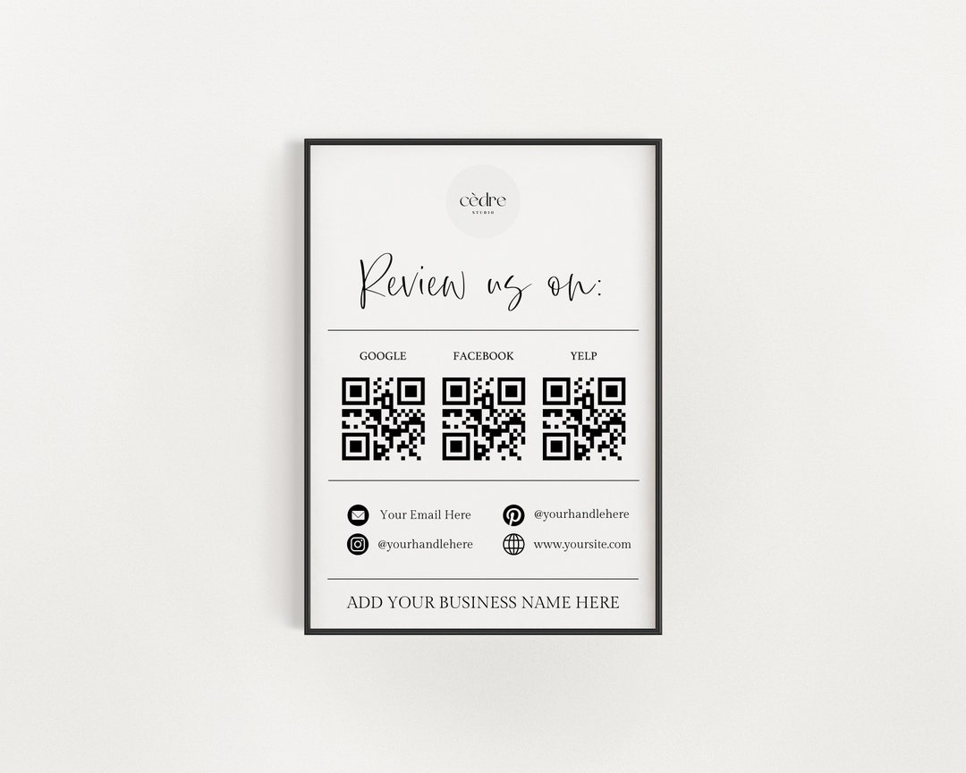 Review Us Sign, Ask for a Review QR Code Sign, Small Business Social ...