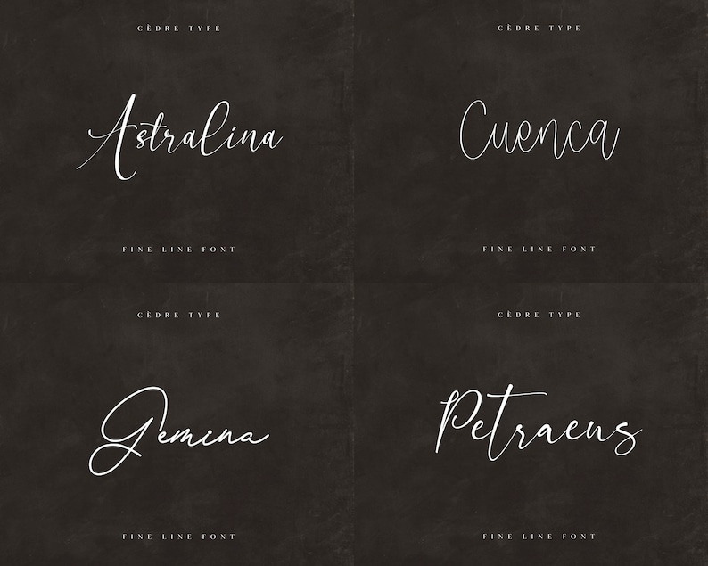 Fine Line Fonts Bundle 1, Cursive Fine Line Font OTF, Procreate Fonts ...