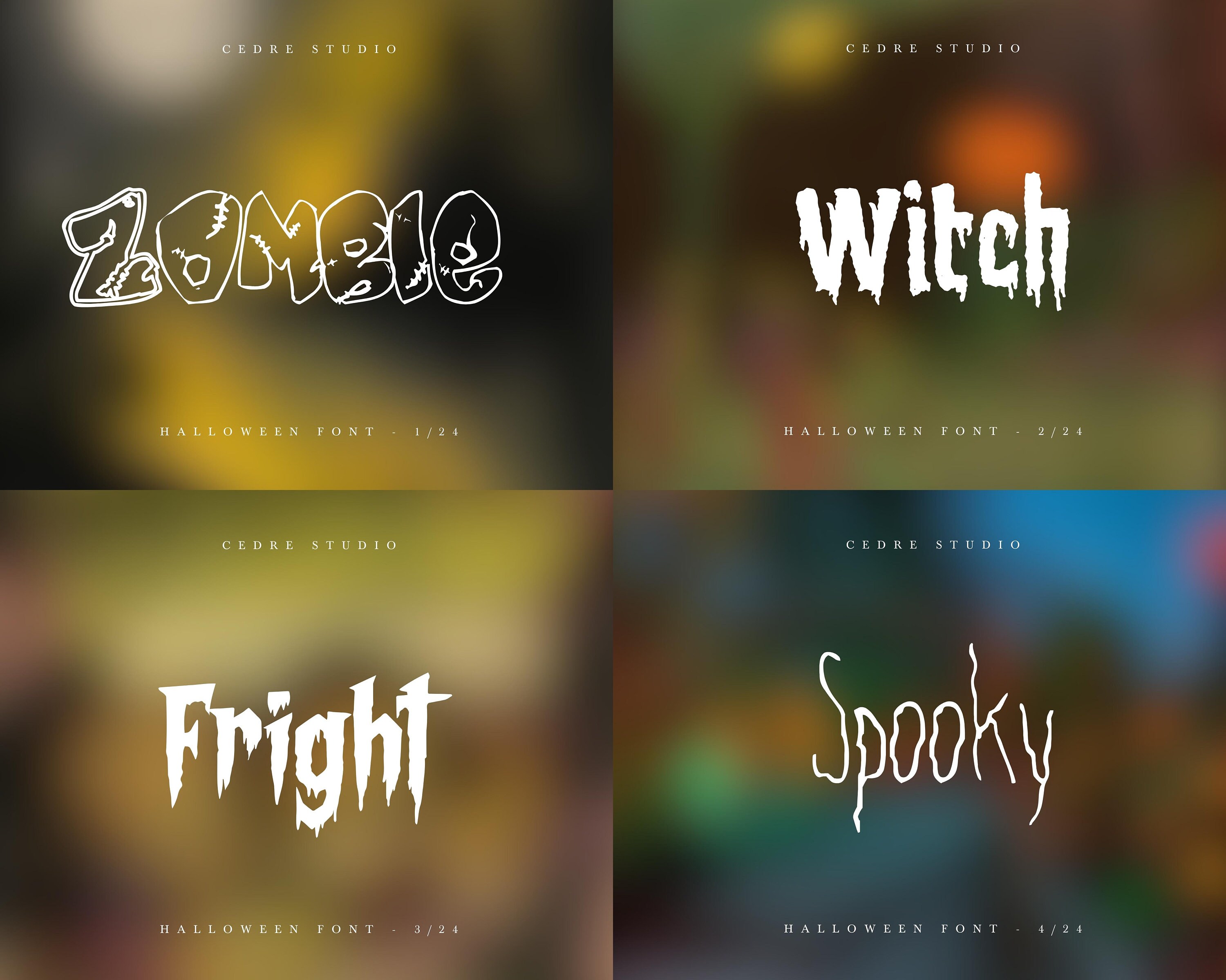 Halloween Font Bundle 3, Gory Retro Halloween Font OTF, Logo Fonts ...