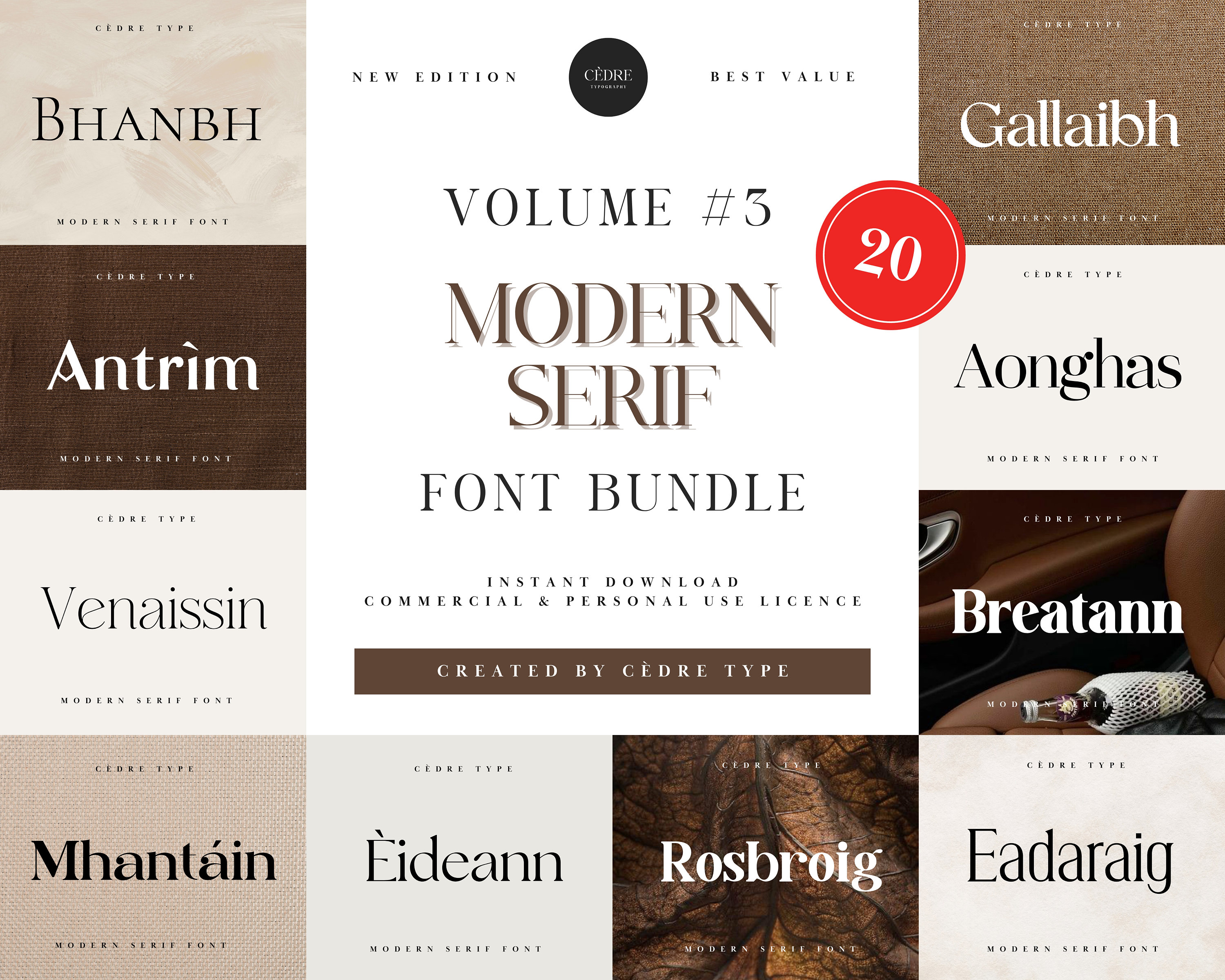 Modern Serif Fonts Bundle 3, Elegant Modern Serif Font OTF, High End ...