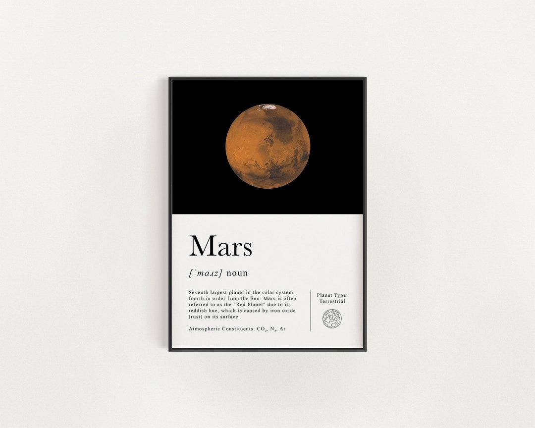 Mars Print, Printable Mars Wall Art Decor, Infographic Minimalistic ...