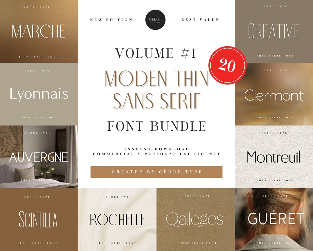 Modern Thin Sans Serif Fonts Bundle, Delicate Thin Sans Serif Font OTF ...