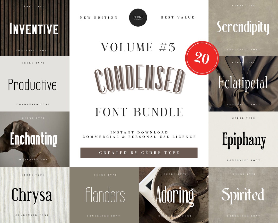 Condensed Fonts Bundle 3, Elegant Condensed Font, High End Font, Classy ...