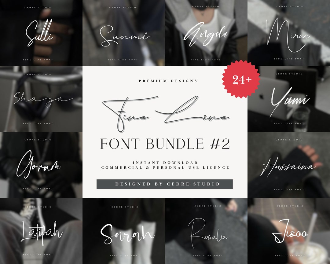 Fine Line Fonts Bundle 2 Calligraphy Fine Line Font OTF Baby - Etsy UK
