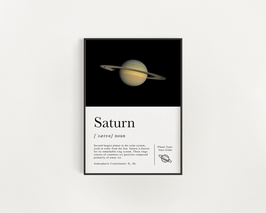 Saturn Print, Printable Saturn Wall Art Decor, Infographic Minimalistic ...