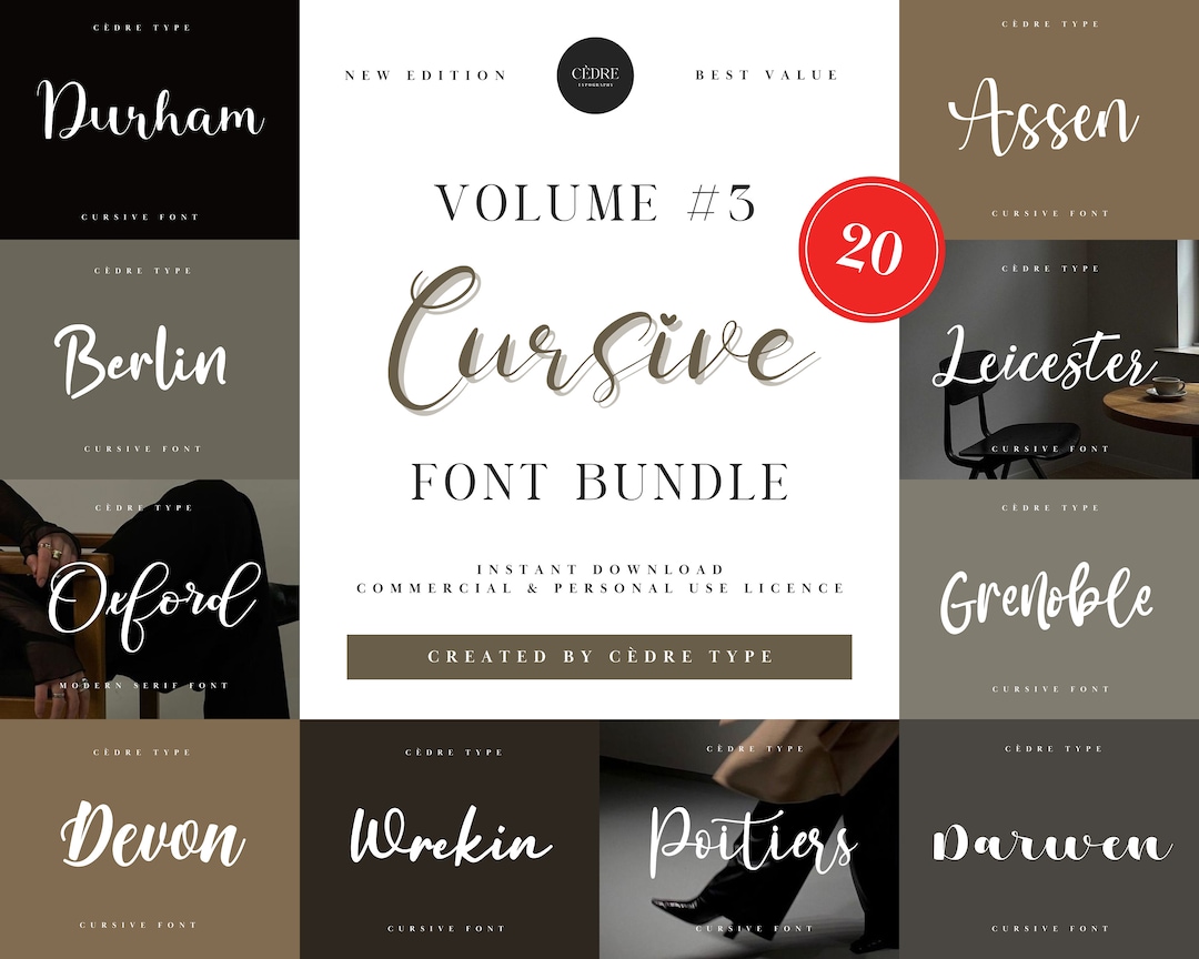 Cursive Fonts Bundle 3, Beautiful Cursive Font OTF, Procreate Fonts ...