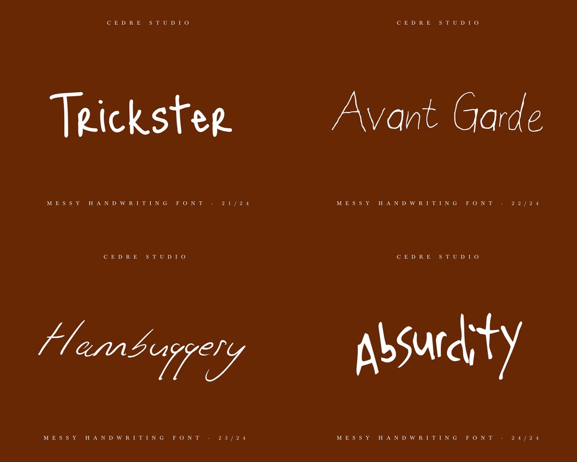 Messy Handwriting Fonts Bundle 1, Messy Handwriting Font OTF, Organic ...