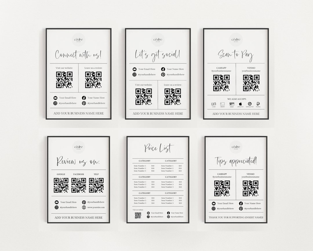 Lets Get Social Sign, Review Us Sign, Connect With Us Sign, Price List ...