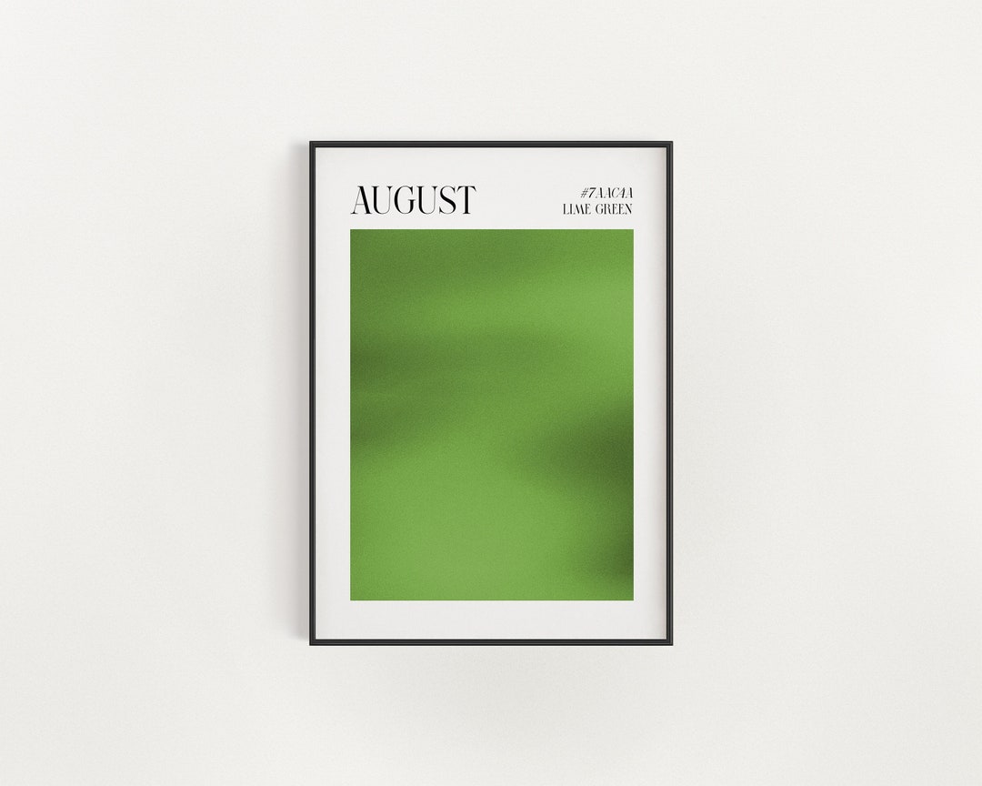 August Birth Month Color Print, Green Aura Color Poster, Minimalist ...