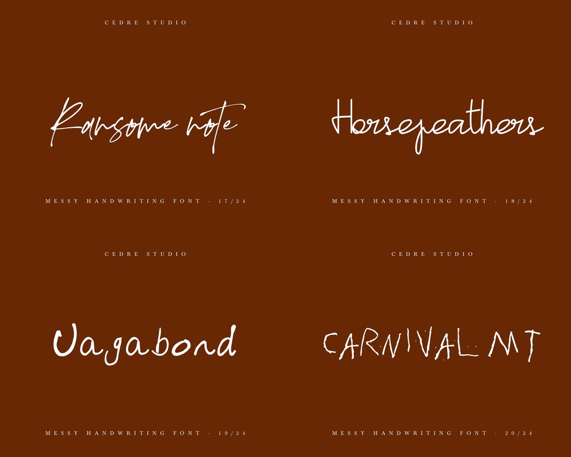 Messy Handwriting Fonts Bundle 1, Messy Handwriting Font OTF, Organic ...