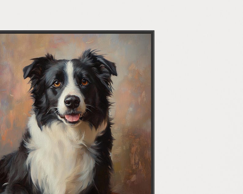Border Collie Dog Oil Painting, Border Collie Wall Art, Border Collie ...
