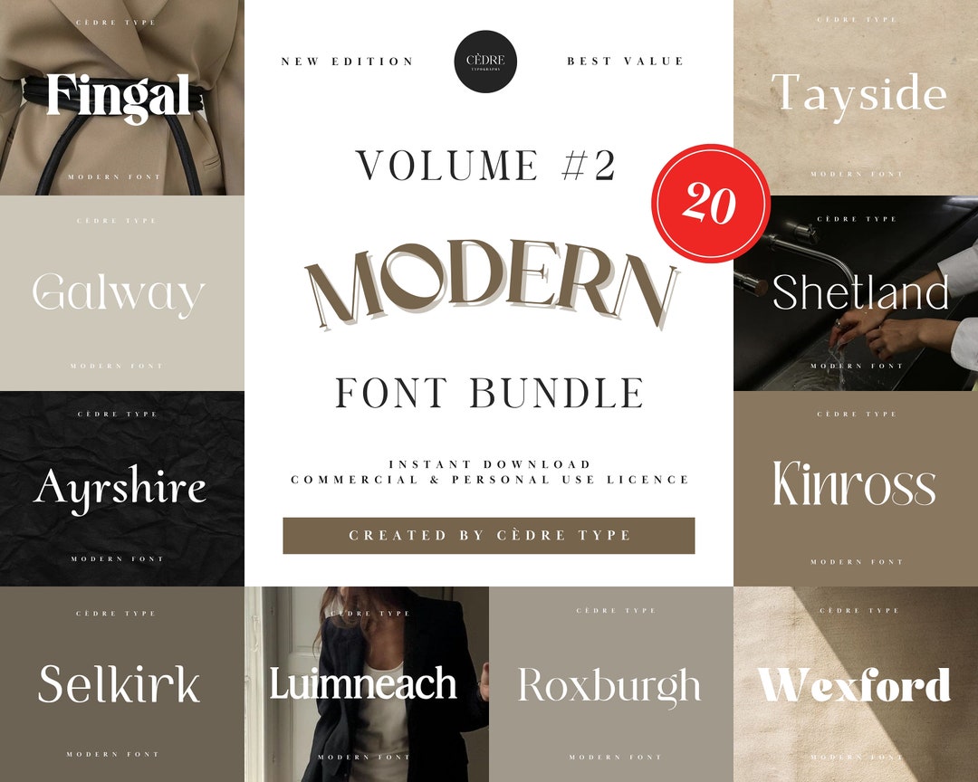 Modern Fonts Bundle 2, Elegant Modern Font OTF, Birthday Fonts, Baby ...