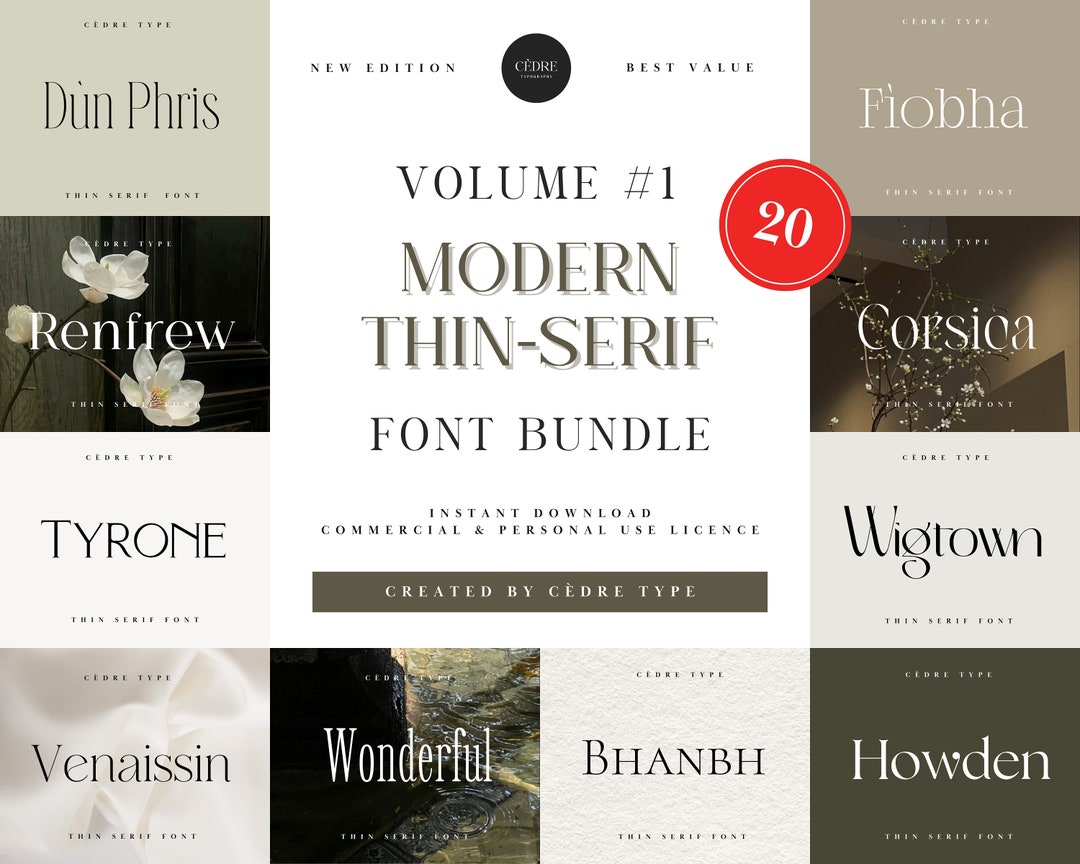 Modern Thin Serif Fonts Bundle, Delicate Thin Serif Font OTF, Crafting ...