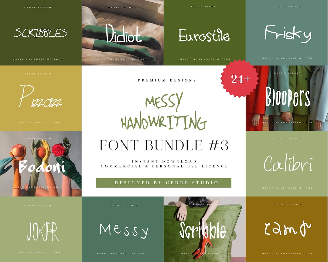 Messy Handwriting Fonts Bundle 3, Messy Handwriting Font OTF, Fun Fonts ...