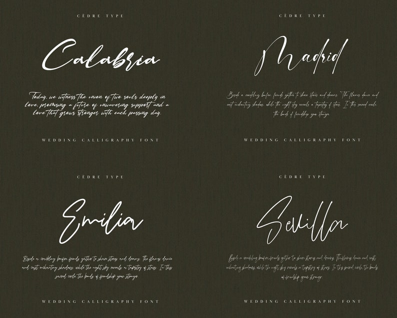 Wedding Calligraphy Fonts Bundle 1, Cursive Wedding Font OTF ...