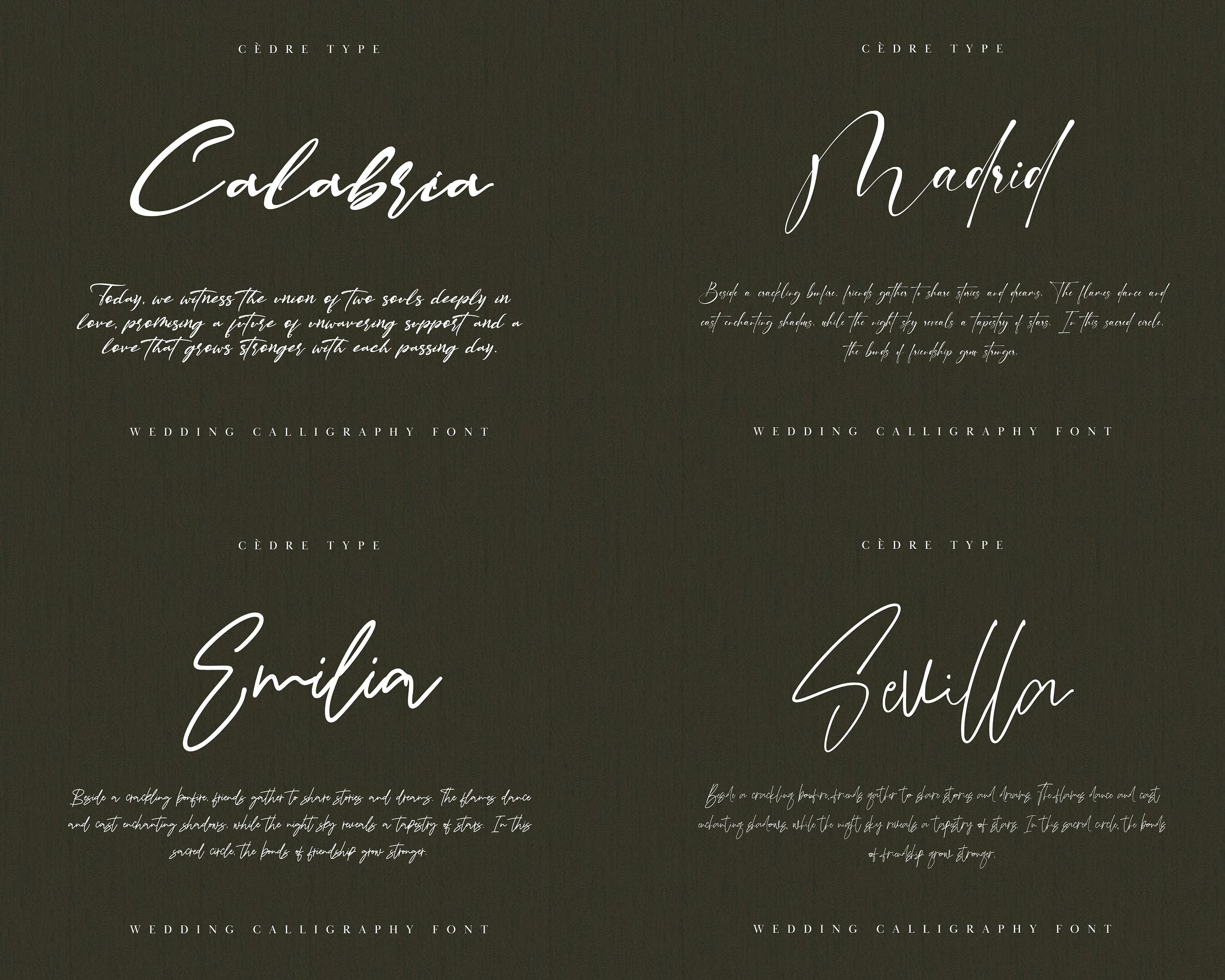 Wedding Calligraphy Fonts Bundle 1, Cursive Wedding Font OTF ...