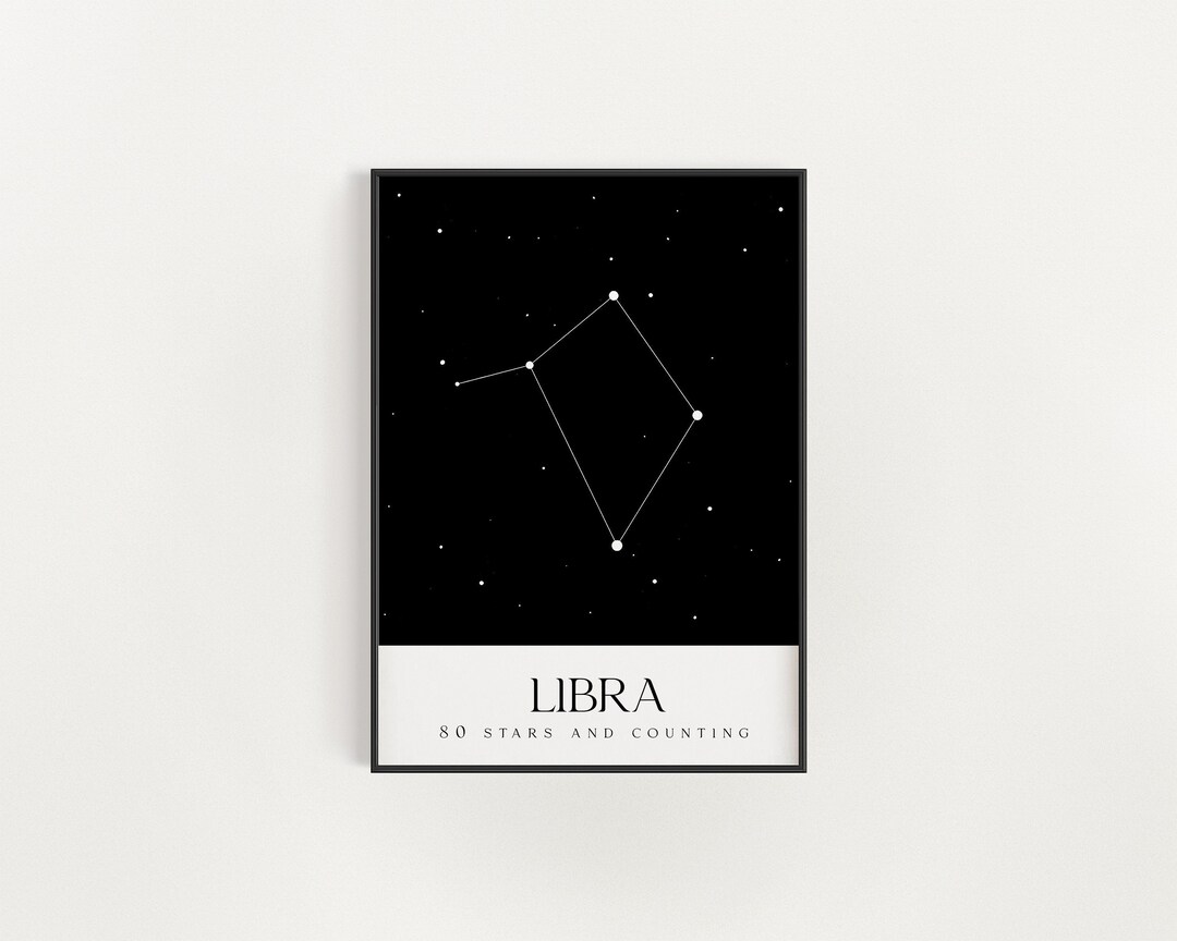 Libra Constellation Print, Libra Star Map Zodiac Wall Art, Astrology ...