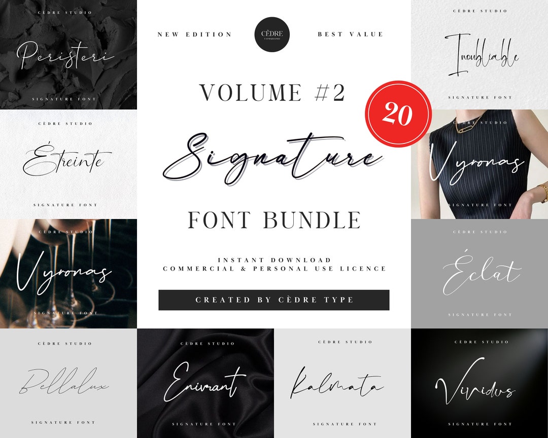 Signature Fonts Bundle 2, Cursive Signature Font OTF, Birthday Fonts ...