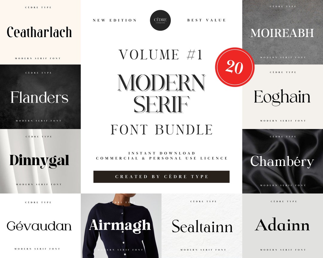 Modern Serif Fonts Bundle 1, Elegant Modern Serif Font OTF, Procreate ...