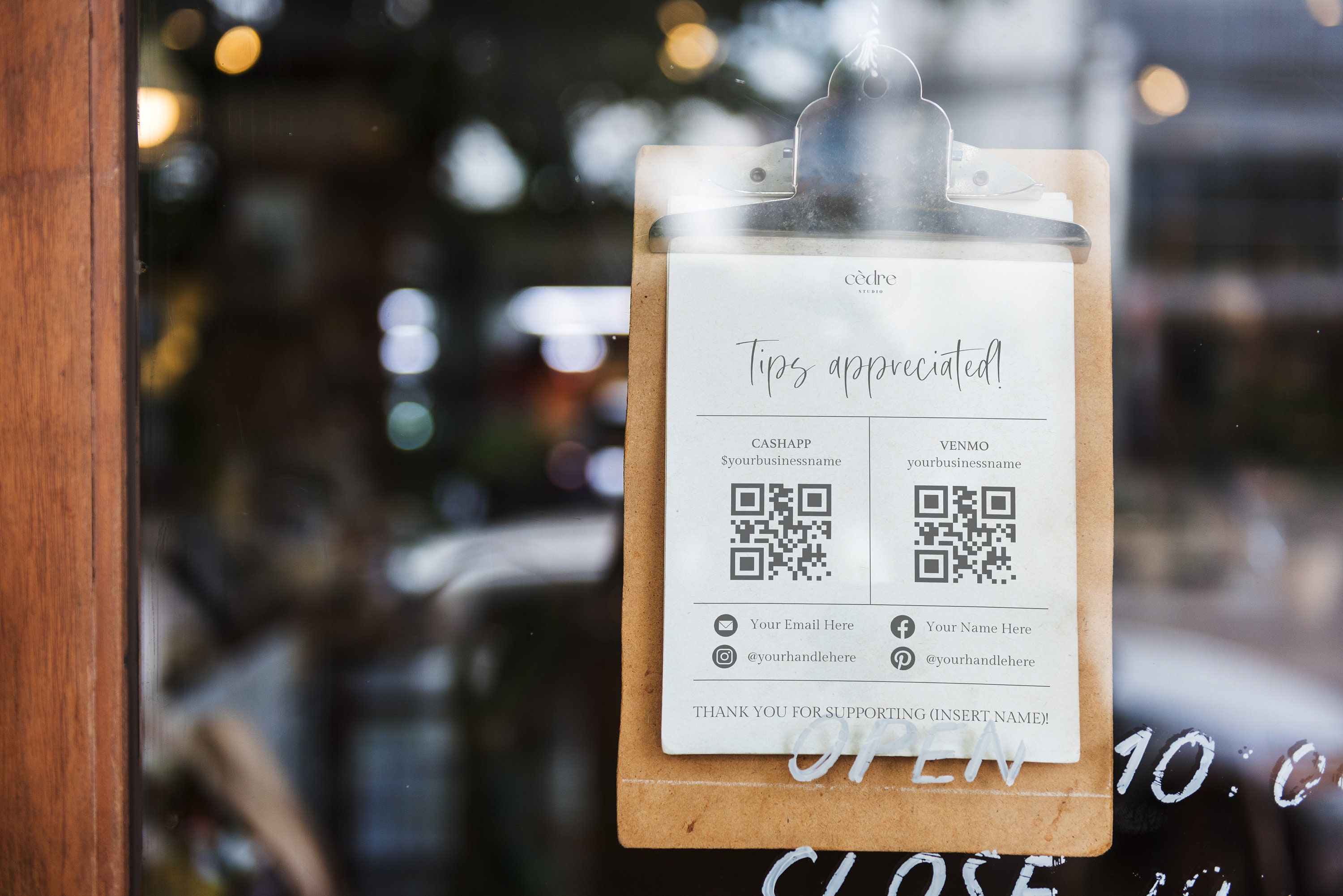 Virtual Tip Jar Sign, Tips QR Code Sign, Editable Small Business ...