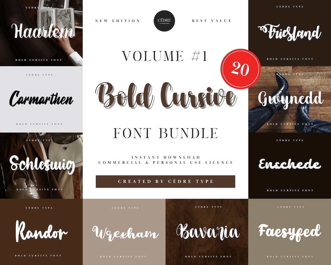 Bold Cursive Fonts Bundle 1, Bold Cursive Font OTF, Signature Font ...