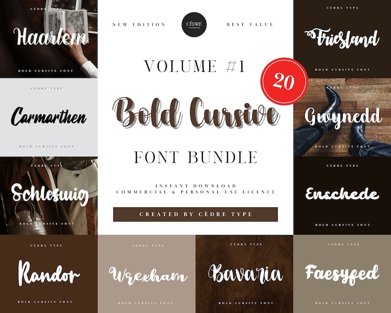 Bold Cursive Fonts Bundle 1, Bold Cursive Font OTF, Signature Font ...