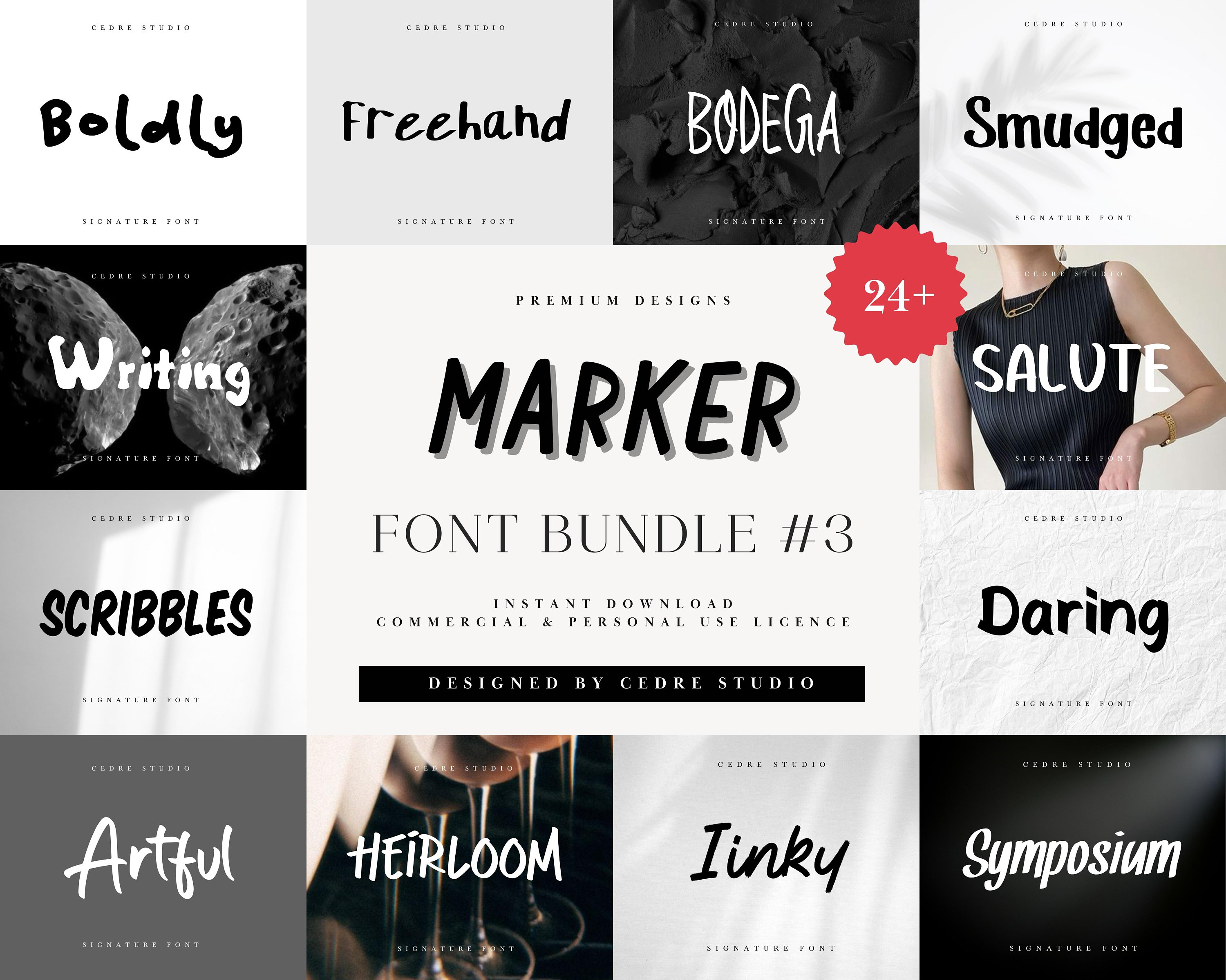 Marker Font Bundle 3, Thick Marker Fonts OTF, Black Sharpie Font, Graffiti Fonts, Procreate ...
