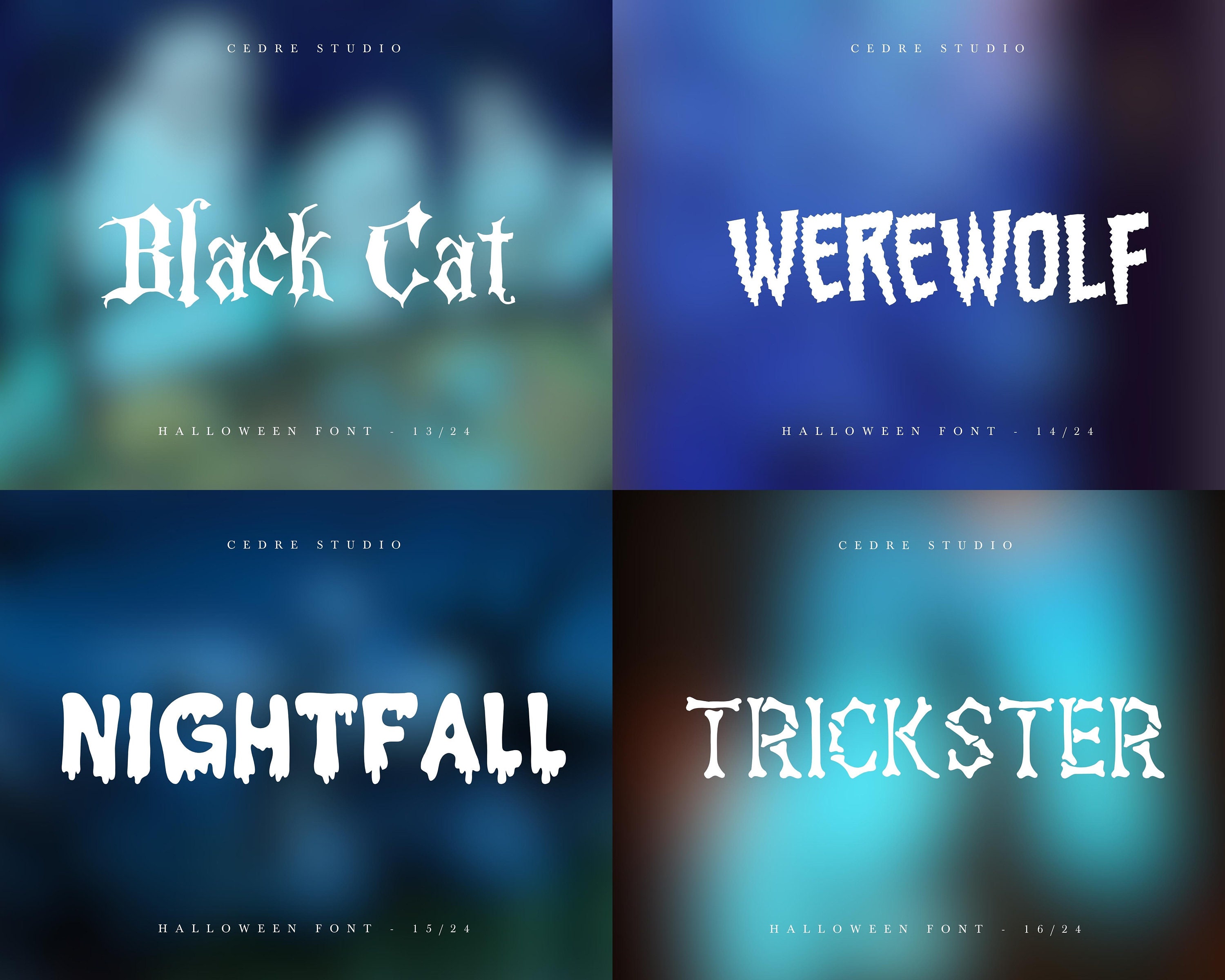 Halloween Font Bundle 3, Gory Retro Halloween Font OTF, Logo Fonts ...