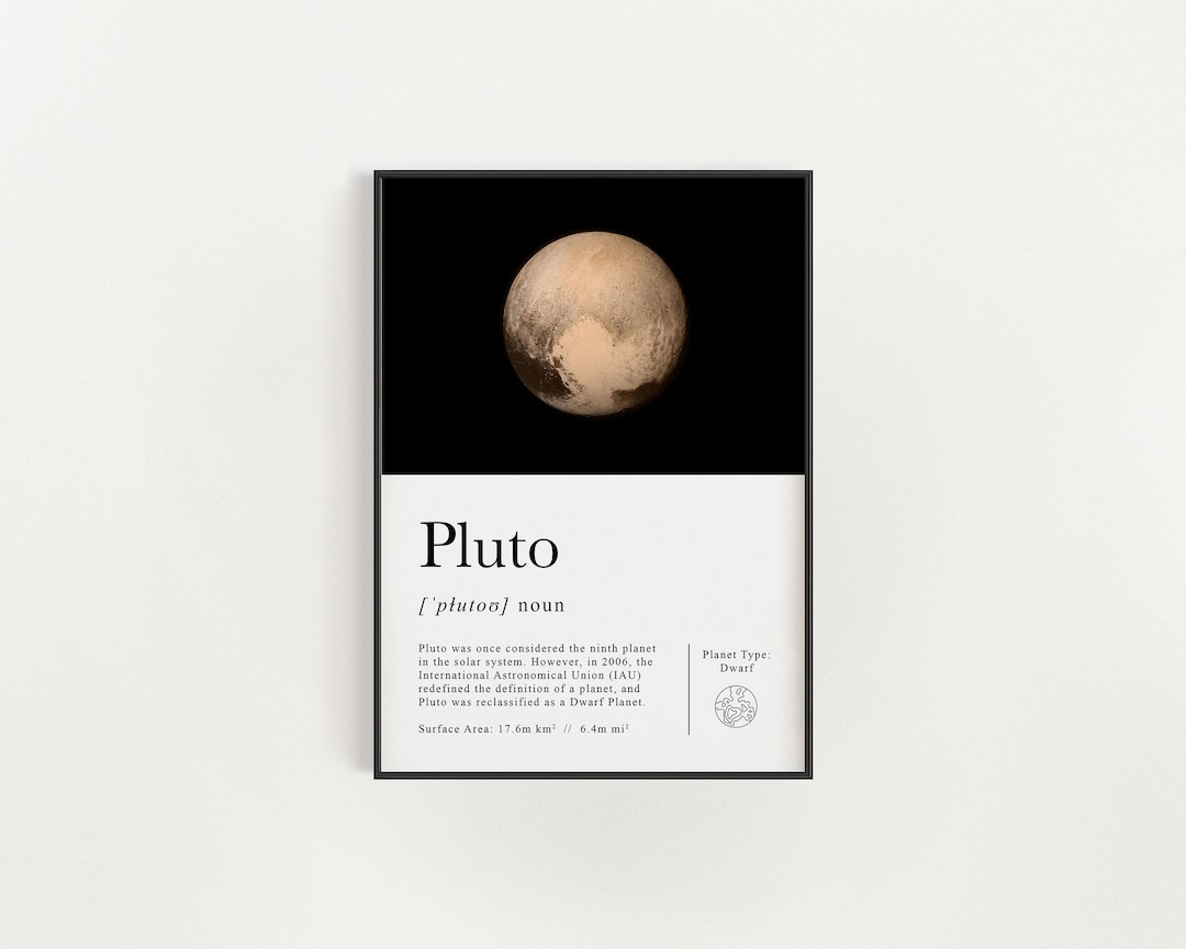 Pluto Print, Printable Pluto Wall Art Decor, Infographic Minimalistic Pluto Poster, Astronomy ...