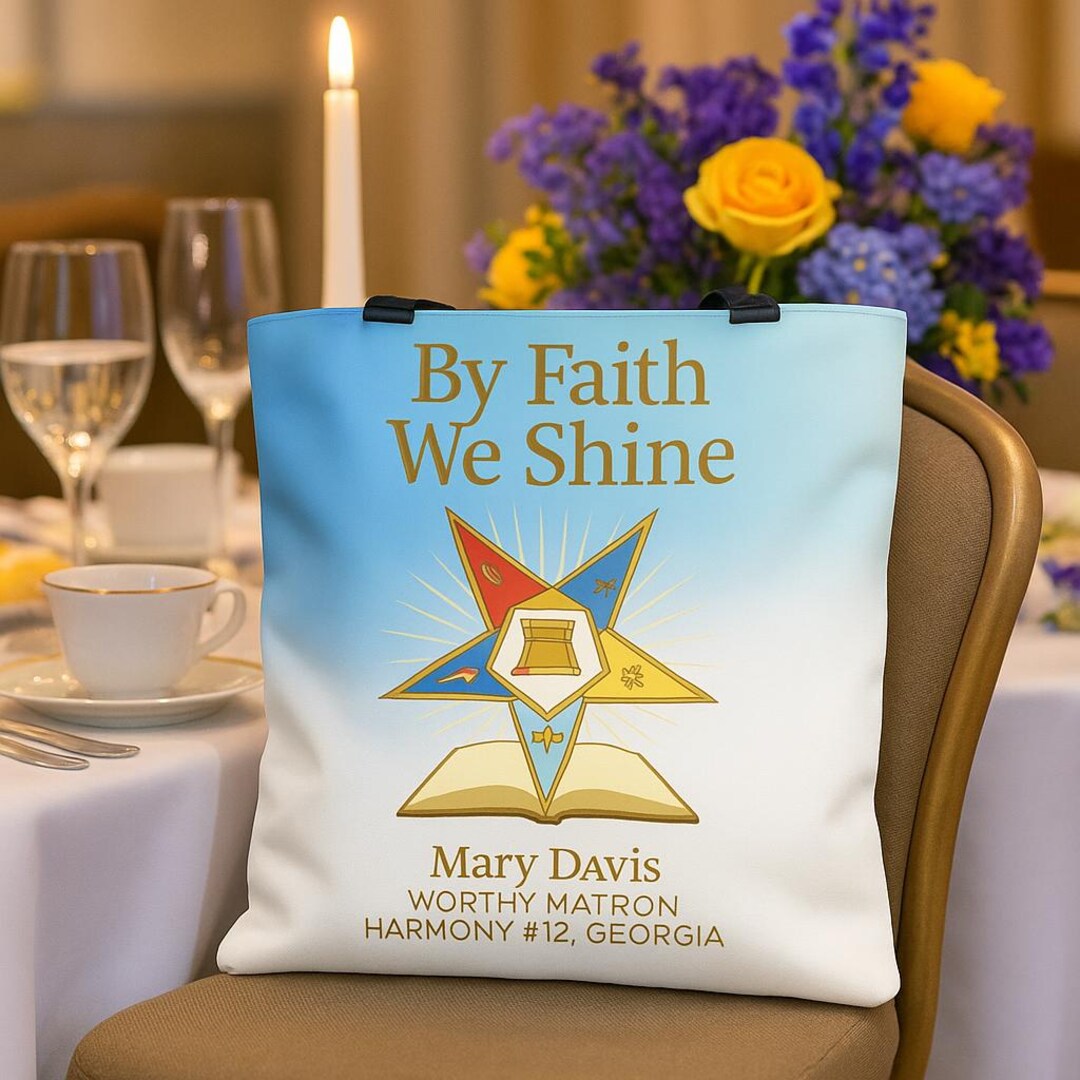 Personalized Eastern Star Tote Bag "by Faith We Shine" Custom OES Gift ...