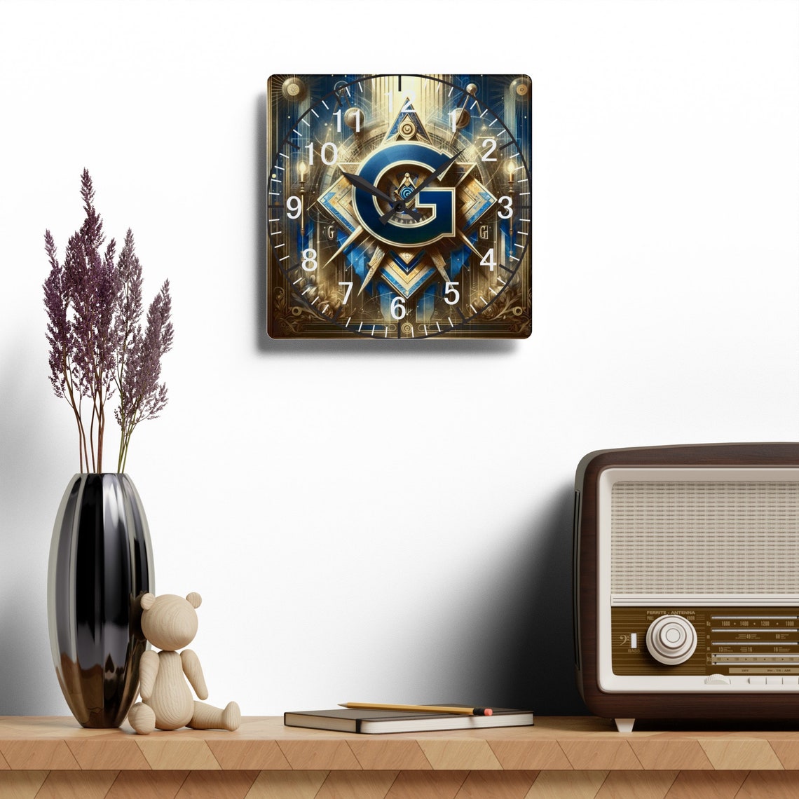 Grand Masonic Square Acrylic Clock - Elegant Freemason Timekeeper - Etsy