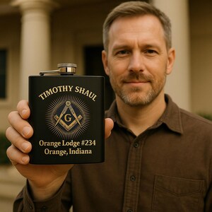 Personalized Masonic Stainless Steel Flask | Custom Engraved Freemason ...