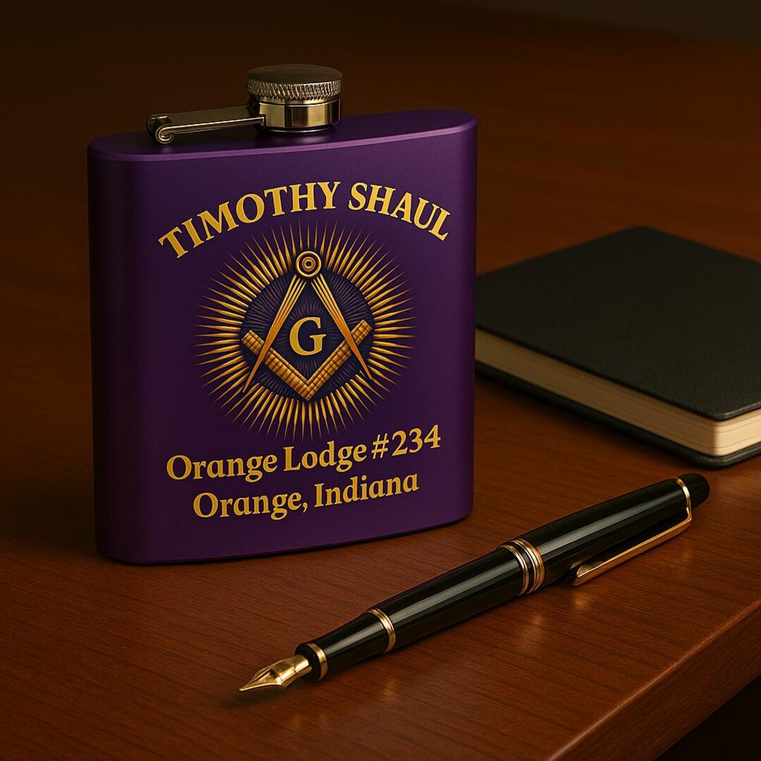 Personalized Masonic Stainless Steel Flask | Custom Engraved Freemason ...