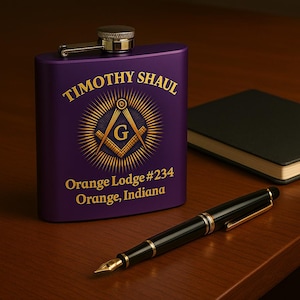 Personalized Masonic Stainless Steel Flask | Custom Engraved Freemason ...