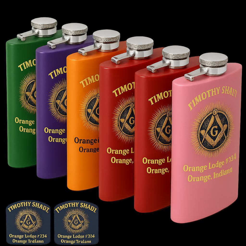 Personalized Masonic Stainless Steel Flask | Custom Engraved Freemason ...