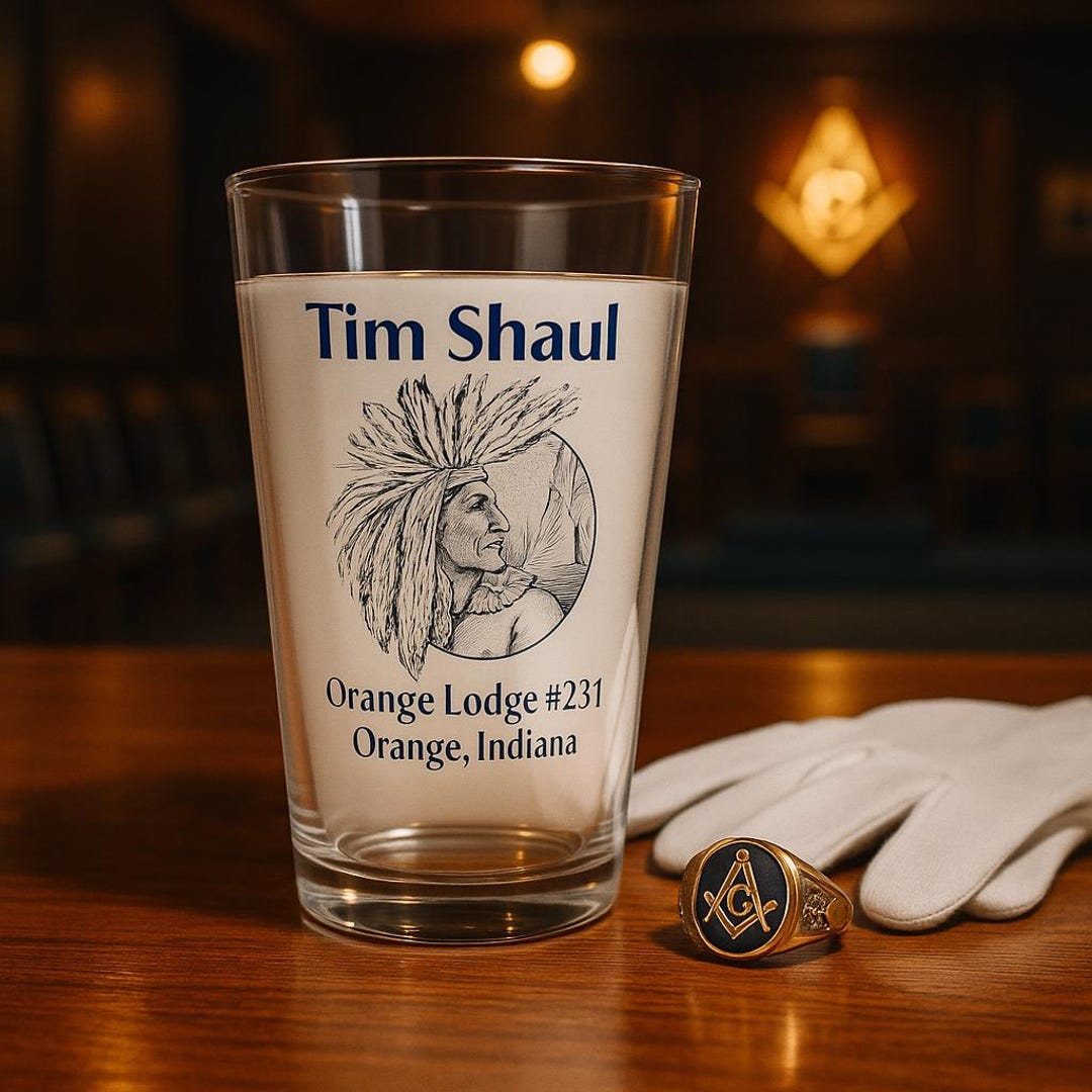 Masonic Pint Glass, Freemason Logo, Custom Beer Mug, Masonic Gift ...