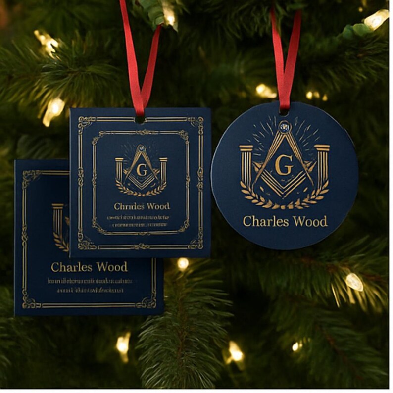 Masonic Metal Ornament Personalized Freemason Christmas Decoration With ...