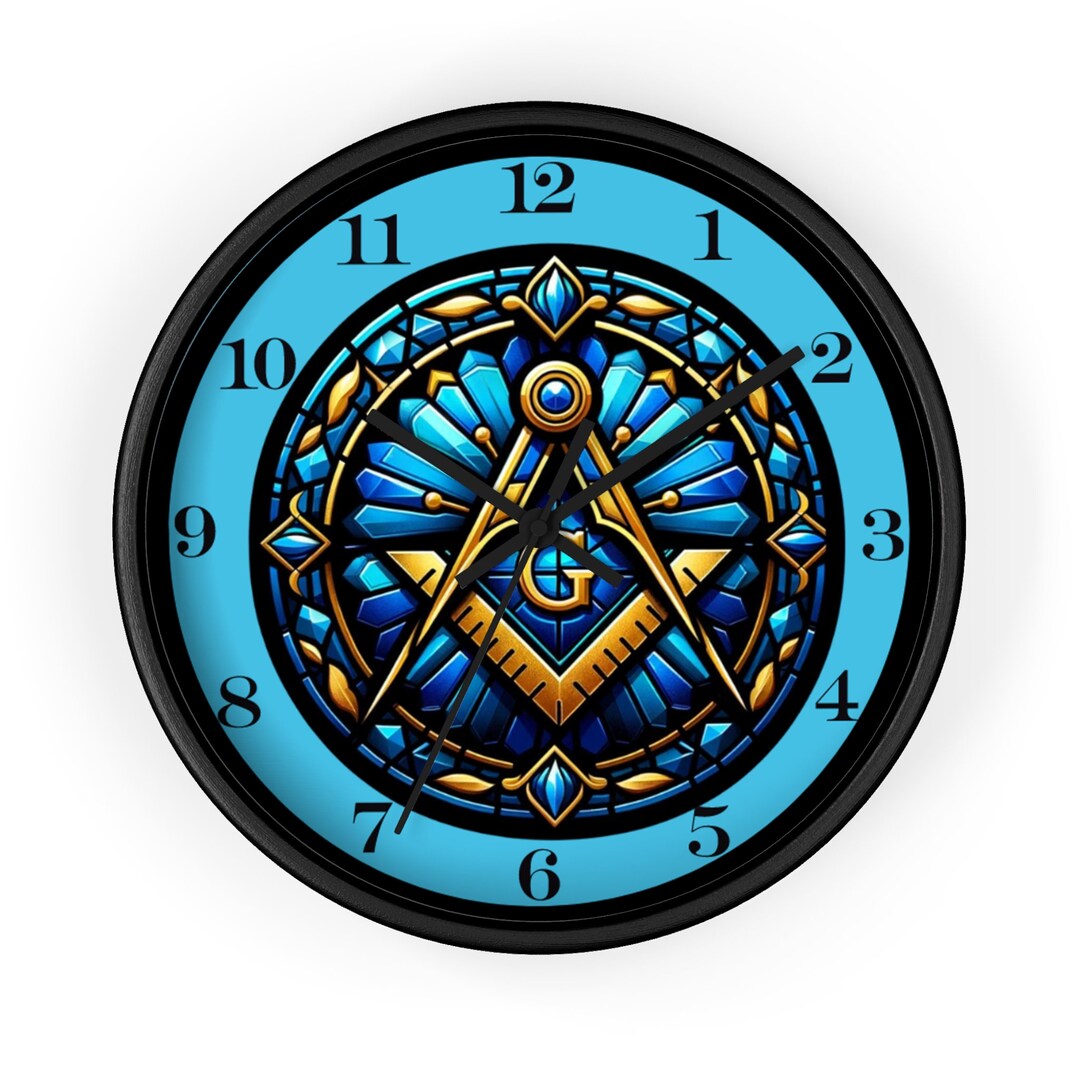 Stained Glass Masonic Wall Clock - 10" Silent Timepiece With Luminous ...