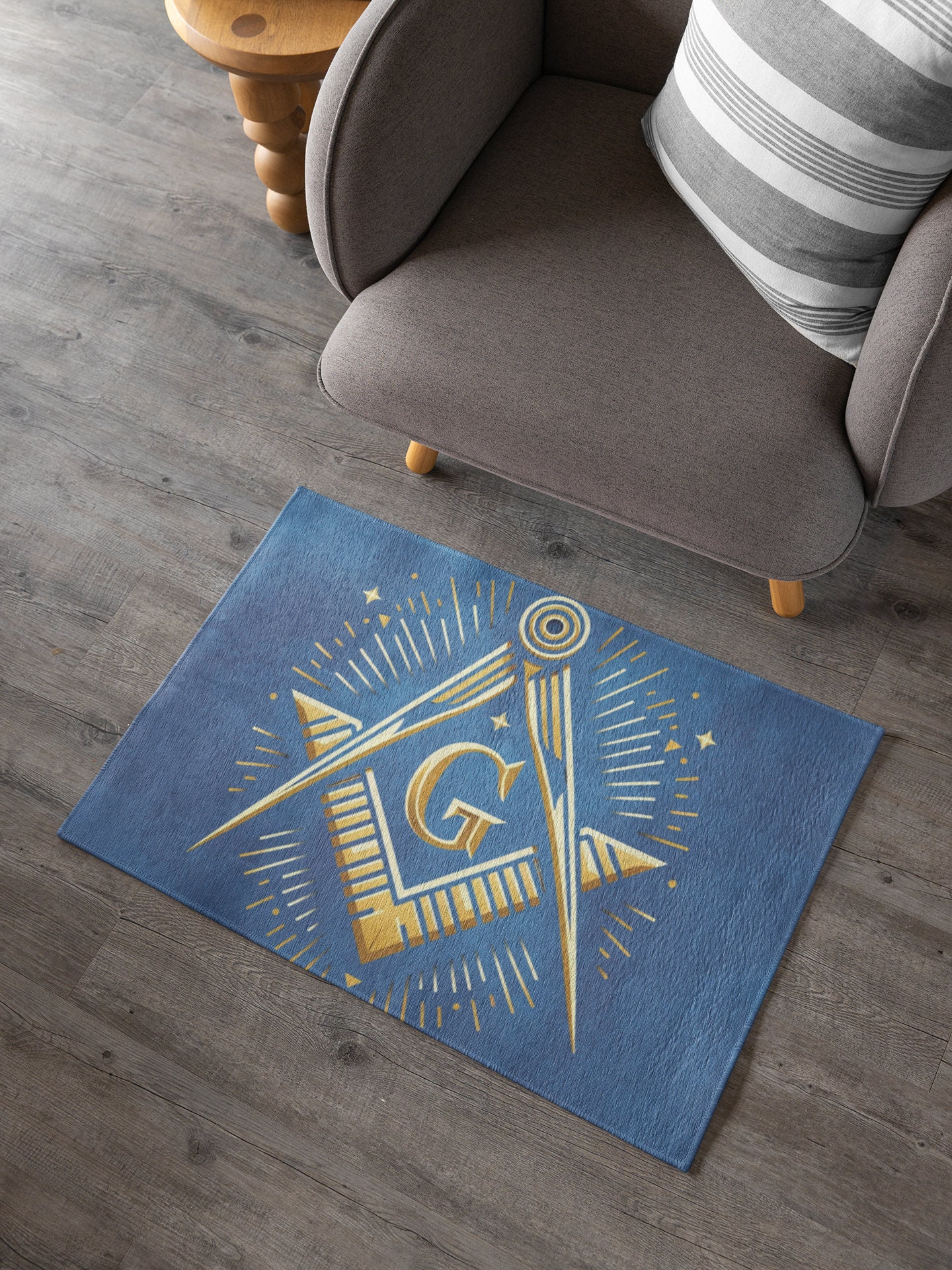 Elegant Masonic Square and Compass Rug | Symbolic Freemason Decor - Etsy