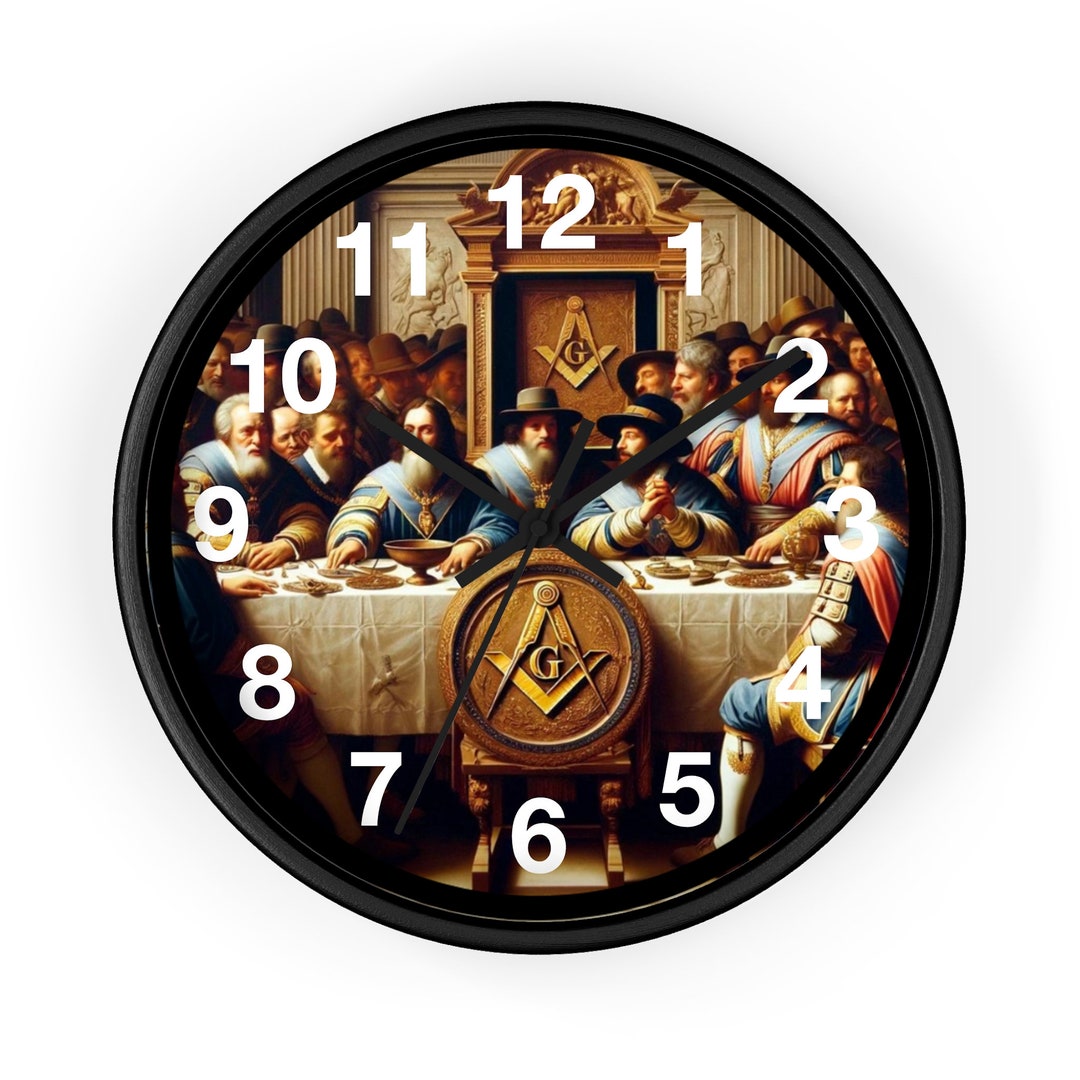 Masonic Grandeur Wall Clock - Timeless Craftsmanship, Silent Mechanism ...
